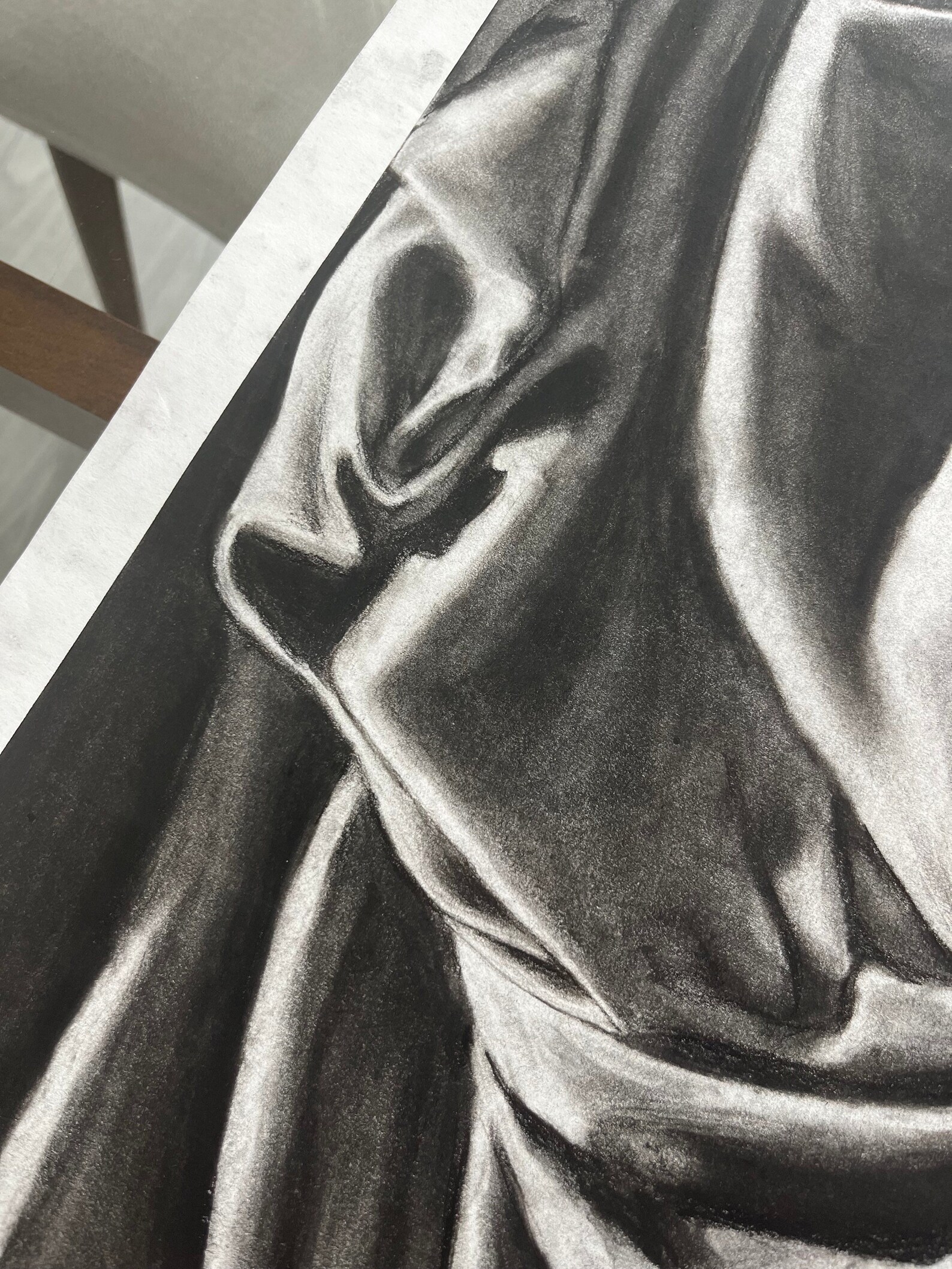 Draped Fabric Charcoal Drawing - Etsy