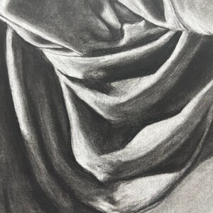 Draped Fabric Charcoal Drawing - Etsy