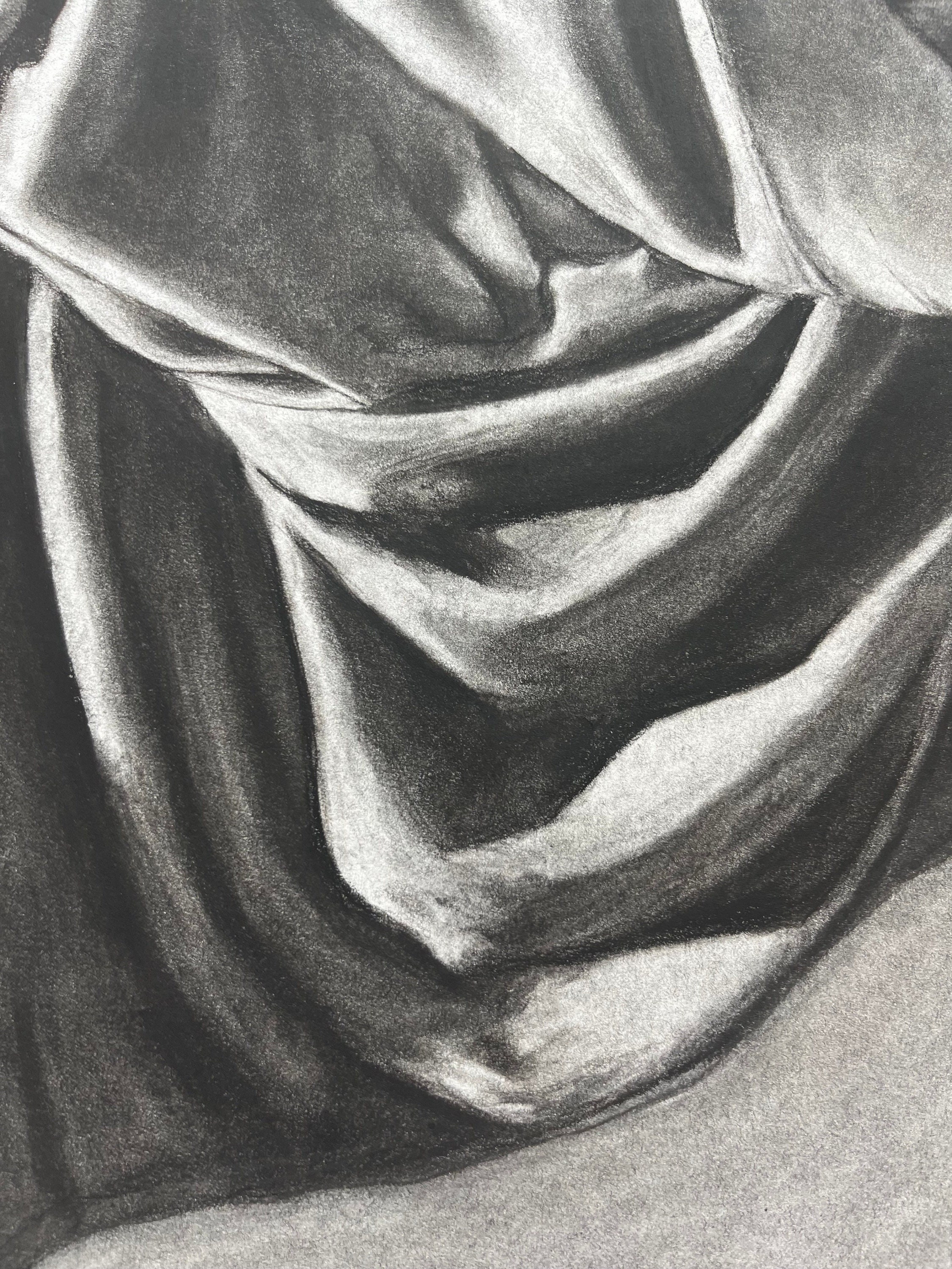 Draped Fabric Charcoal Drawing - Etsy