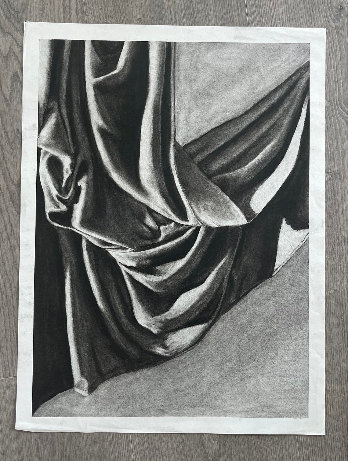 Draped Fabric Charcoal Drawing - Etsy