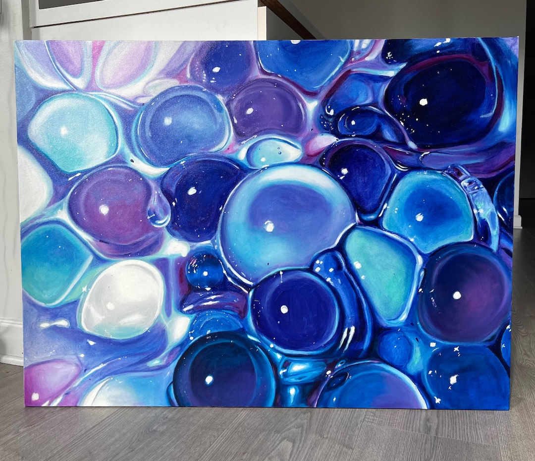 Boba Painting in Blue Tones - Etsy