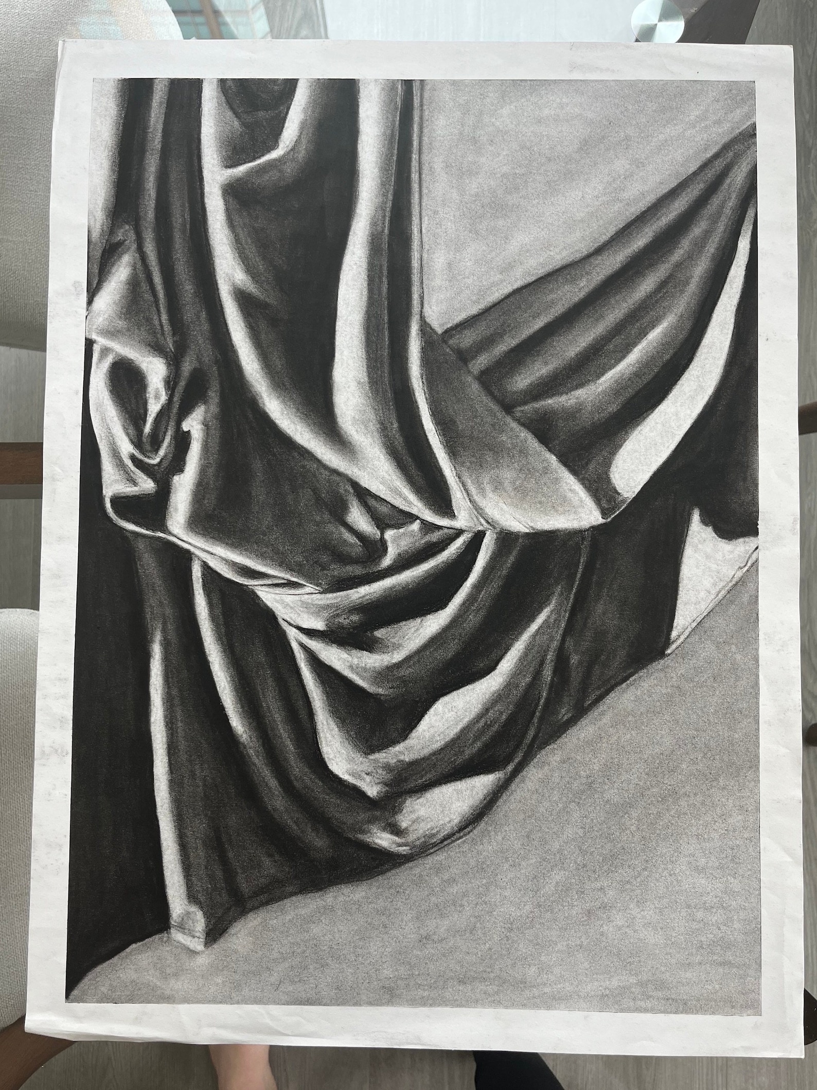 Draped Fabric Charcoal Drawing - Etsy