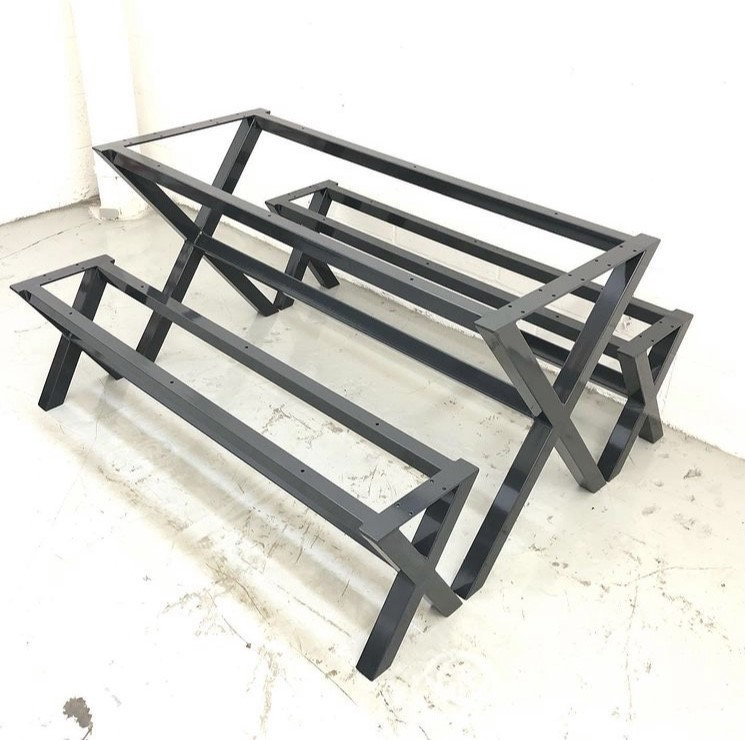 X Table and Bench Frame by Designer Legs Rustic Steel Metal - Etsy UK