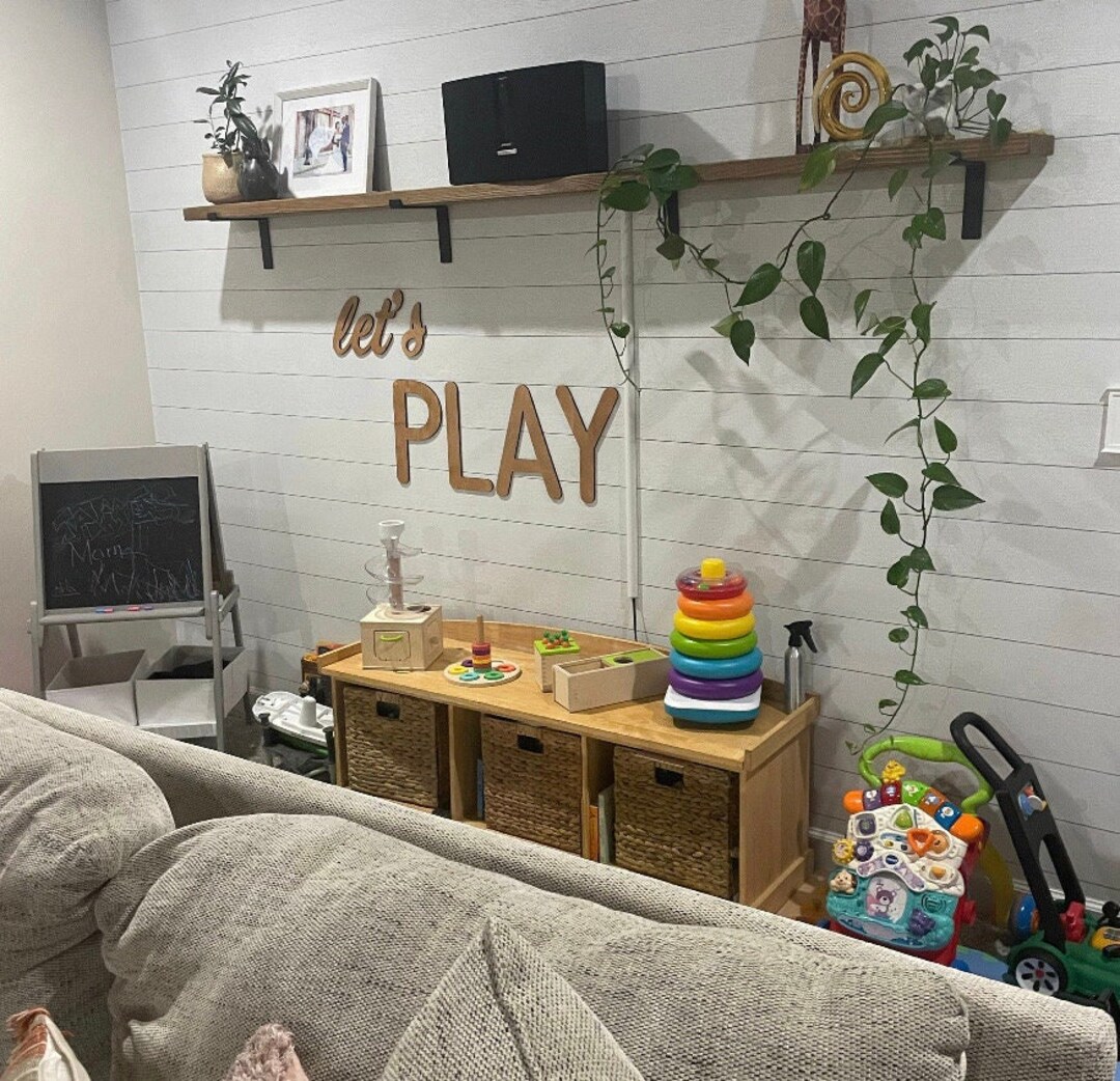 Let's Play 3D Sign Wood Sign, Wood Words, Playroom Decoration, Kids ...
