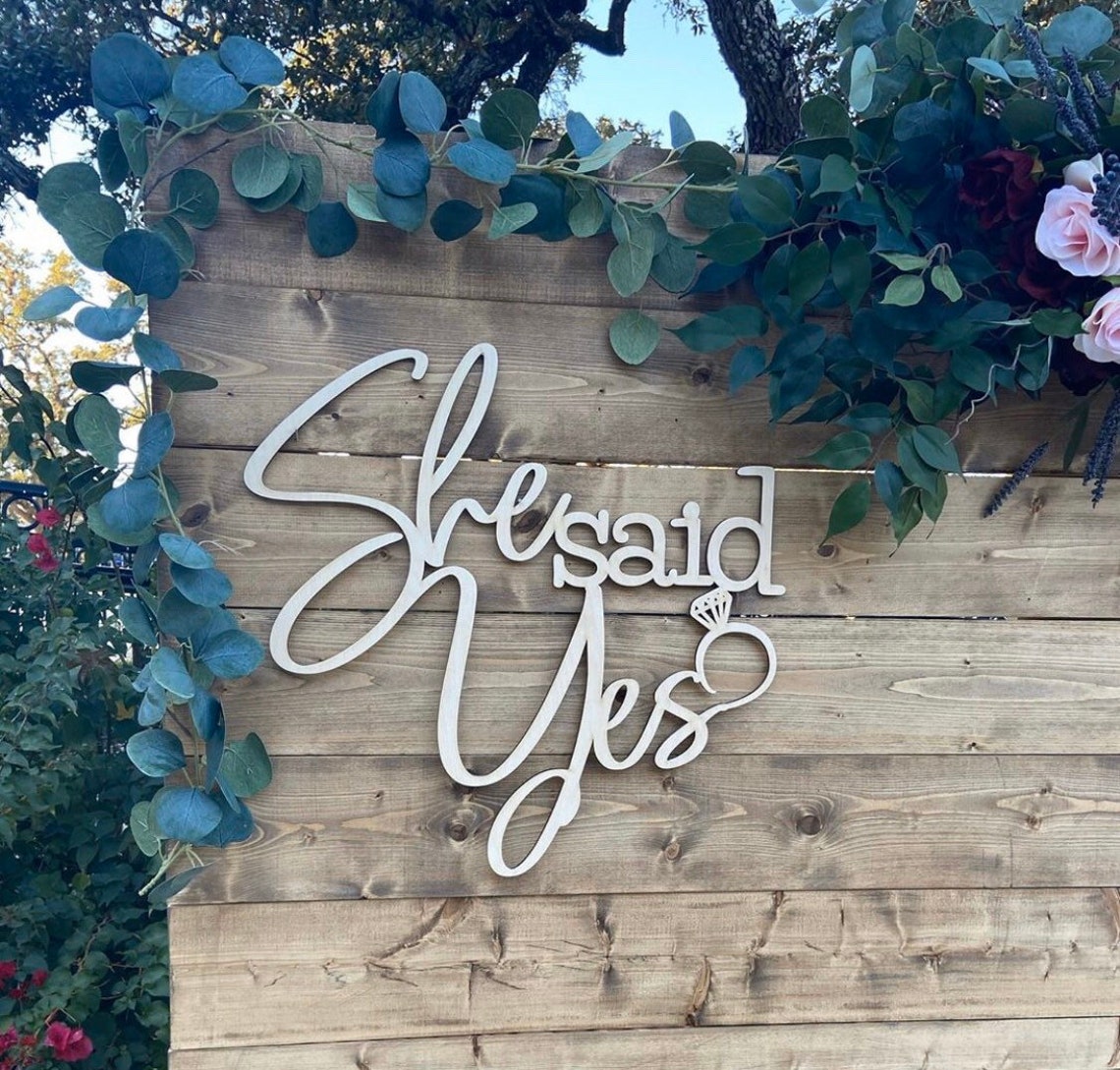 She said Yes Wood Sign / wood cut out / Bridal Shower | Etsy