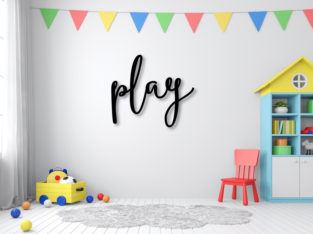 Play 3D Sign Wood Sign, Playroom Decoration, Kids Room Wall Decor, Cut ...