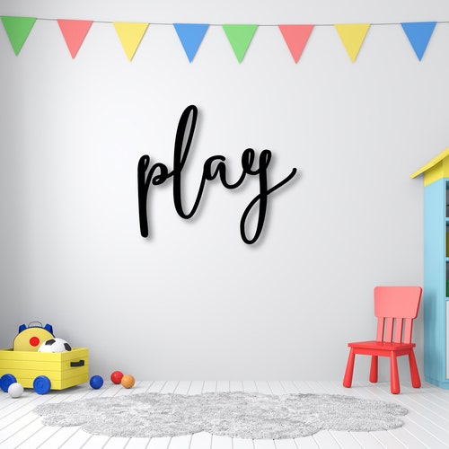 Play 3D Sign Wood Sign Playroom Decoration Kids Room Wall - Etsy