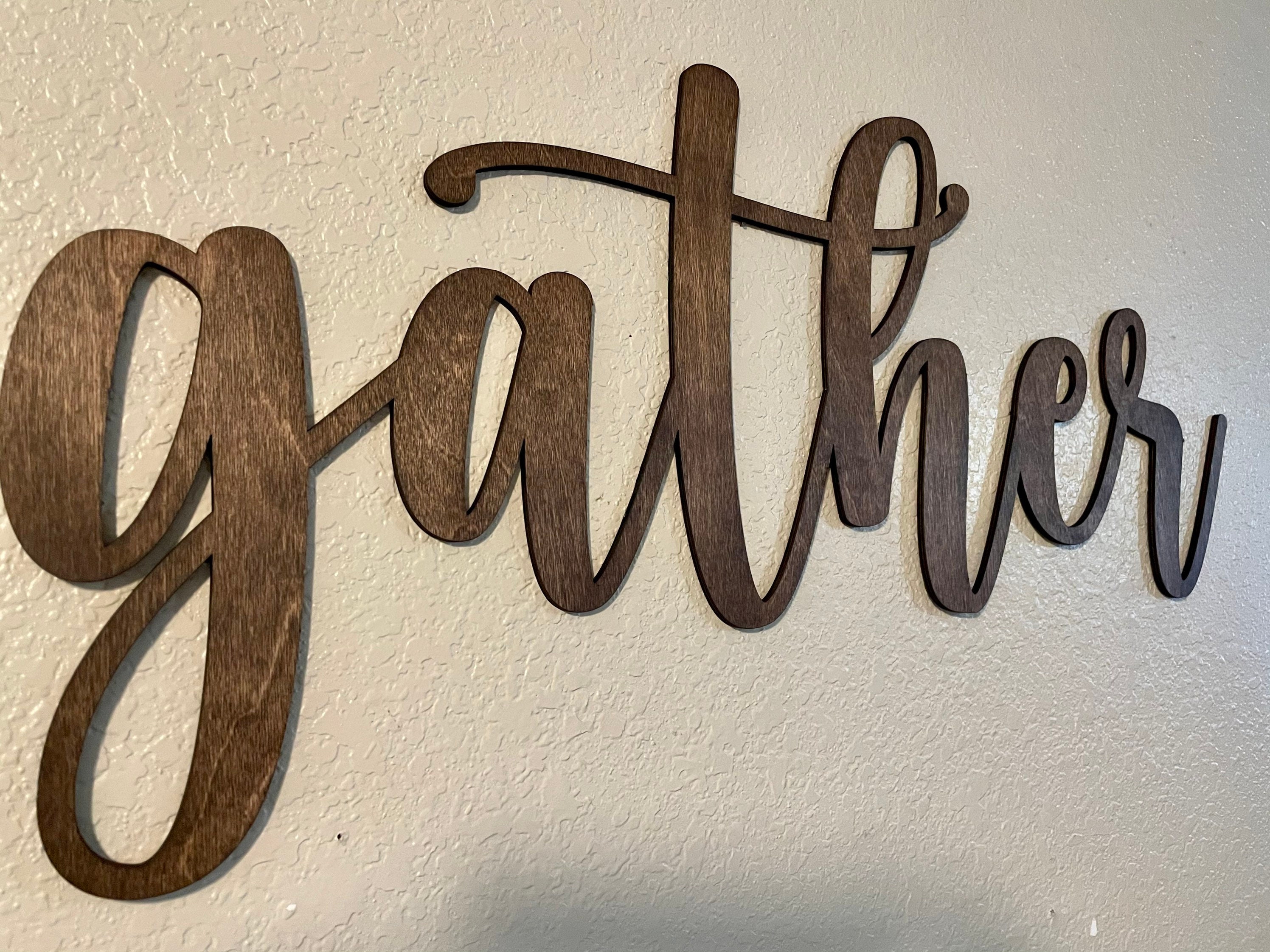 Gather 3D Wood Sign / Laser Cut Farmhouse Decor / Dinning Room Sign ...