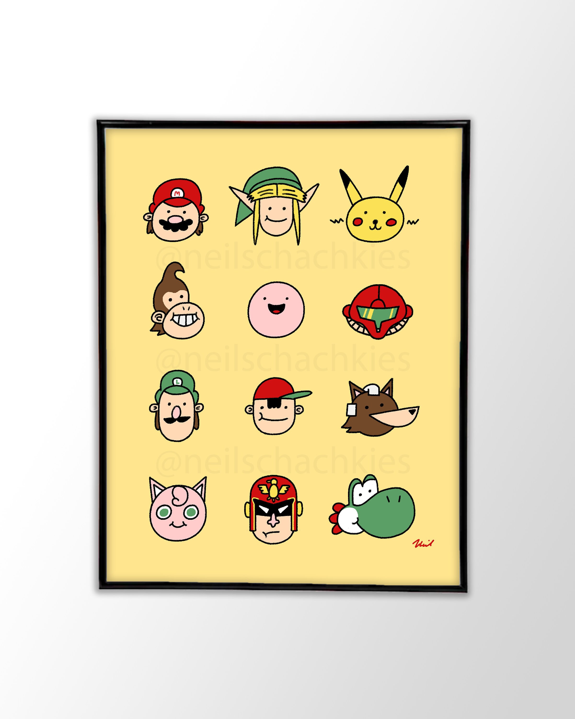 Cute Super Smash Bros 64 Roster Digital Print - Etsy