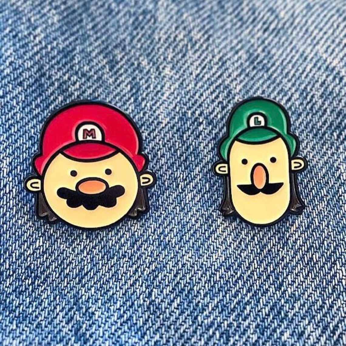 Cute Mario and Luigi Head Enamel Pins - Etsy