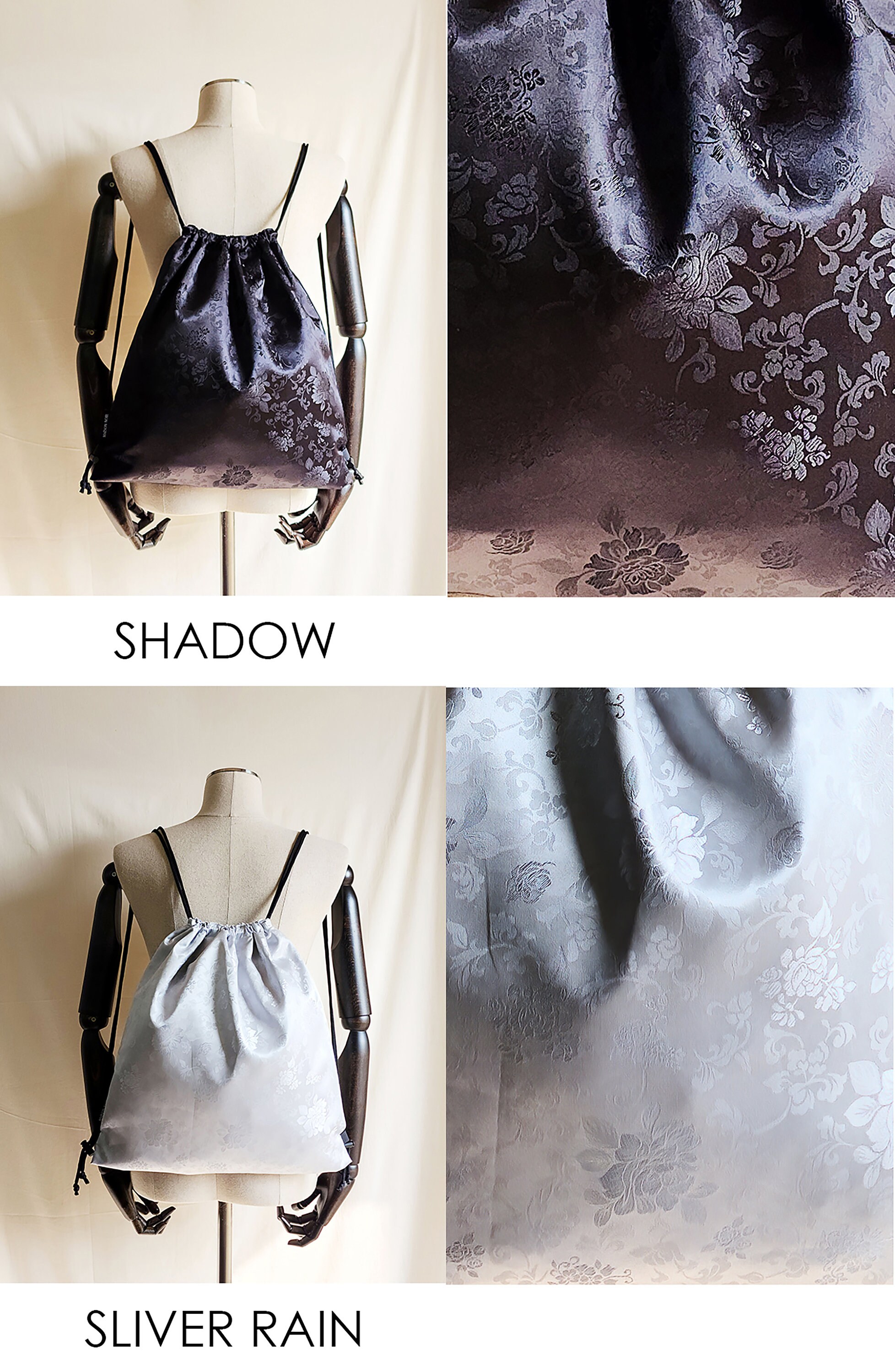 Korea Traditional Hanbok Fabric Drawstring Backpack, Shoulder Bag ...