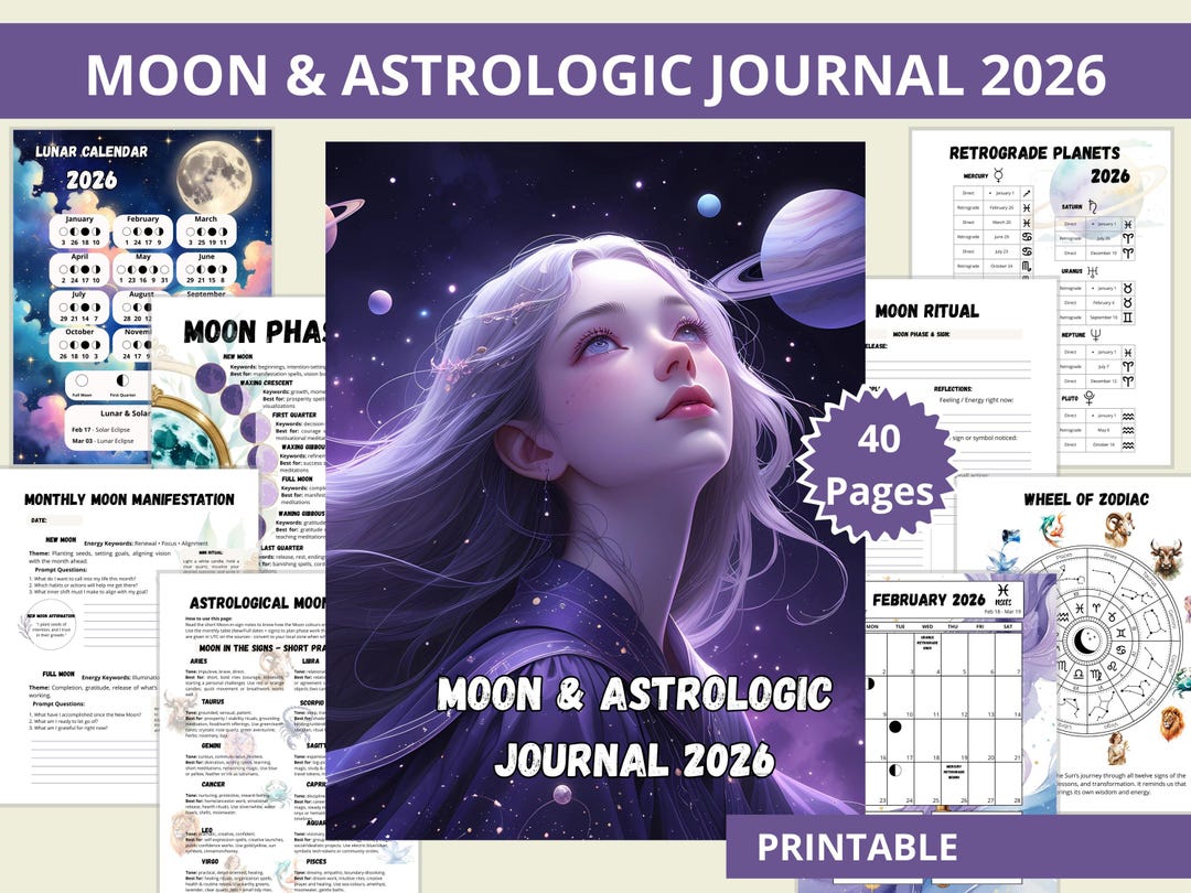 Moon & Astrology Journal 2026 | Lunar Magic Guide, Zodiac and ...