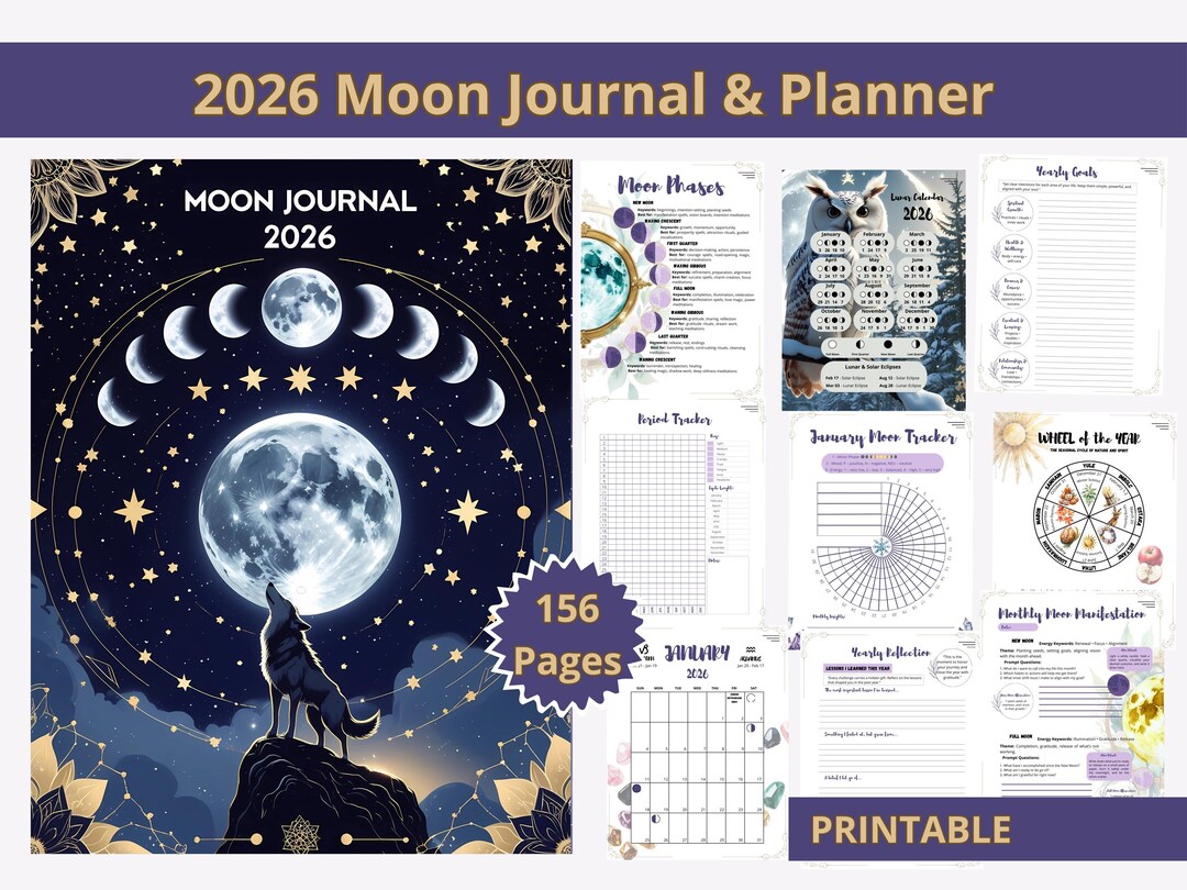 2026 Moon Journal & Planner - Lunar Workbook, Rituals, Tarot, Trackers ...