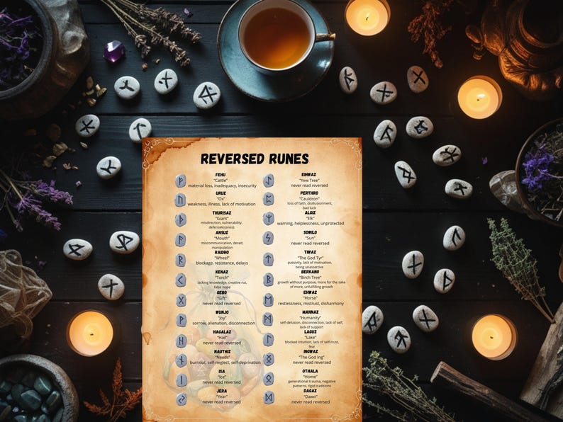 Runes Cheat Sheet | Elder Futhark Meanings | Printable Norse Divination ...