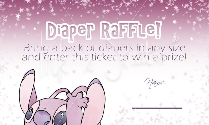 Angel From Lilo and Stitch Baby Shower Diaper Raffle Tickets - Etsy