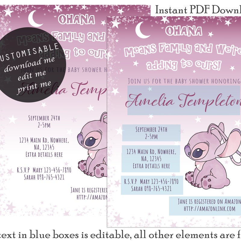 Stitch Baby Shower Invitation - Etsy