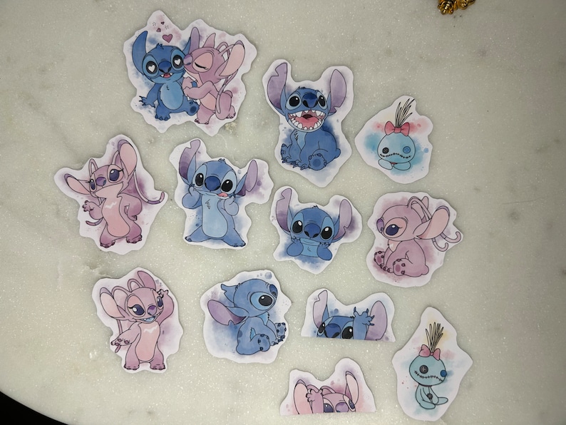 Set of 12 Stitch and Angel Stickers Ft. Scrump Gifts - Etsy