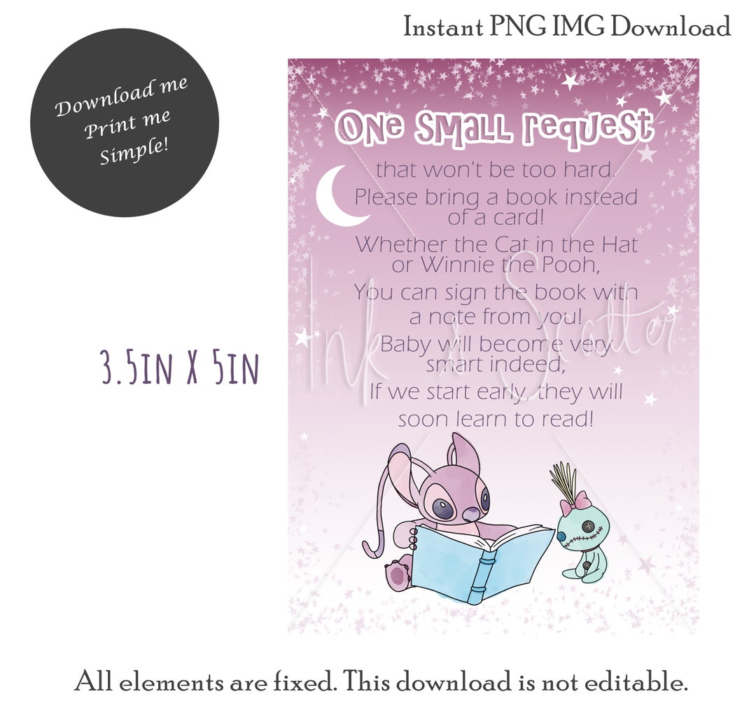 Angel From Lilo and Stitch Baby Shower Book Request Card - Etsy