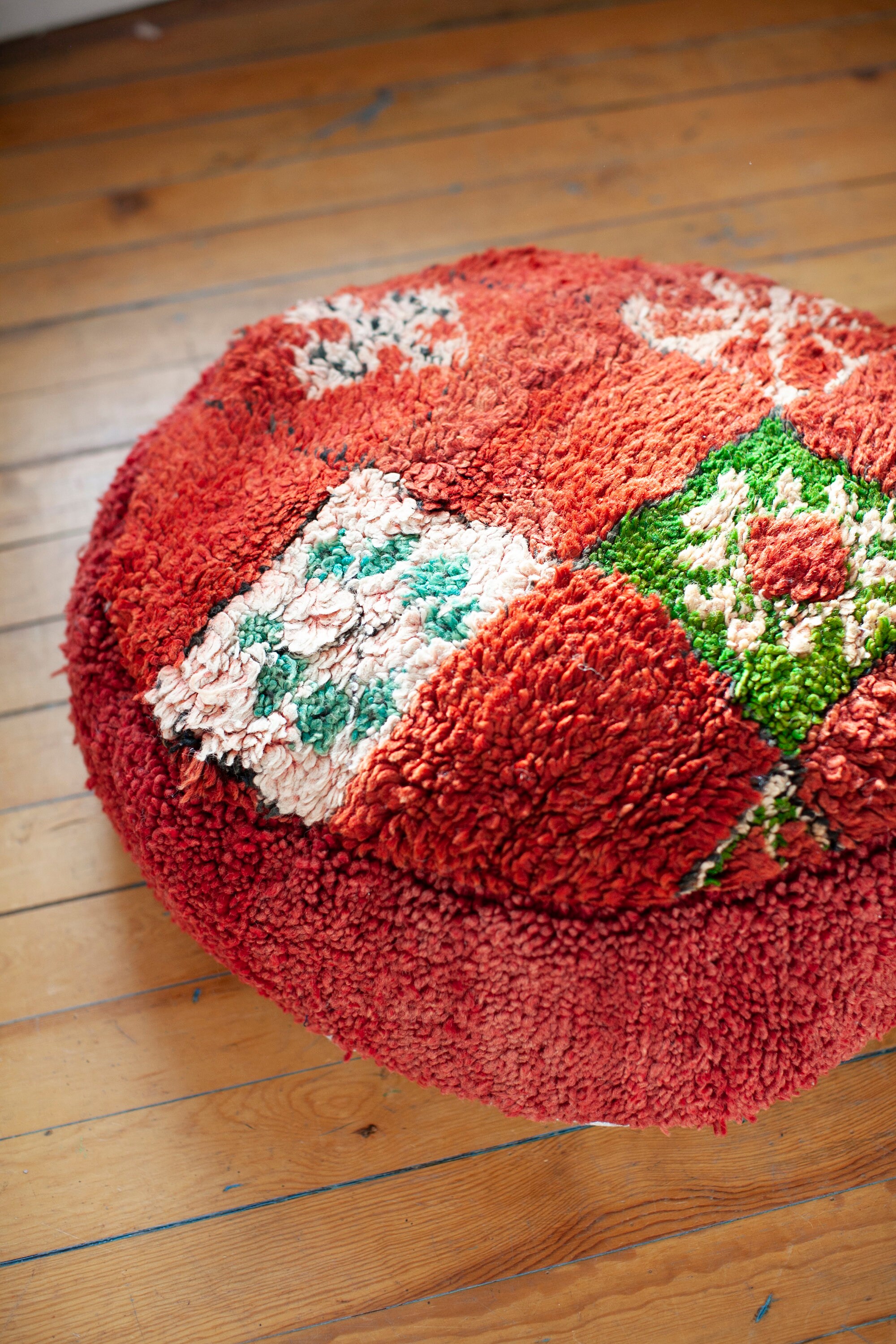 Cute Little Maroon Maroon With Green and White Detail Round | Etsy UK