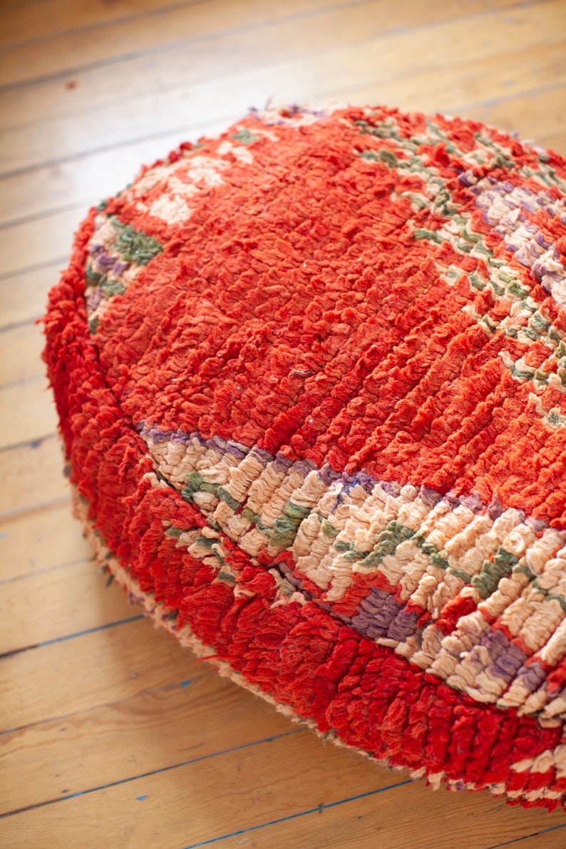Oval Pouf, Red Pouf, Moroccan Pouf, Pill Shaped Floor Cushion, Ottoman ...