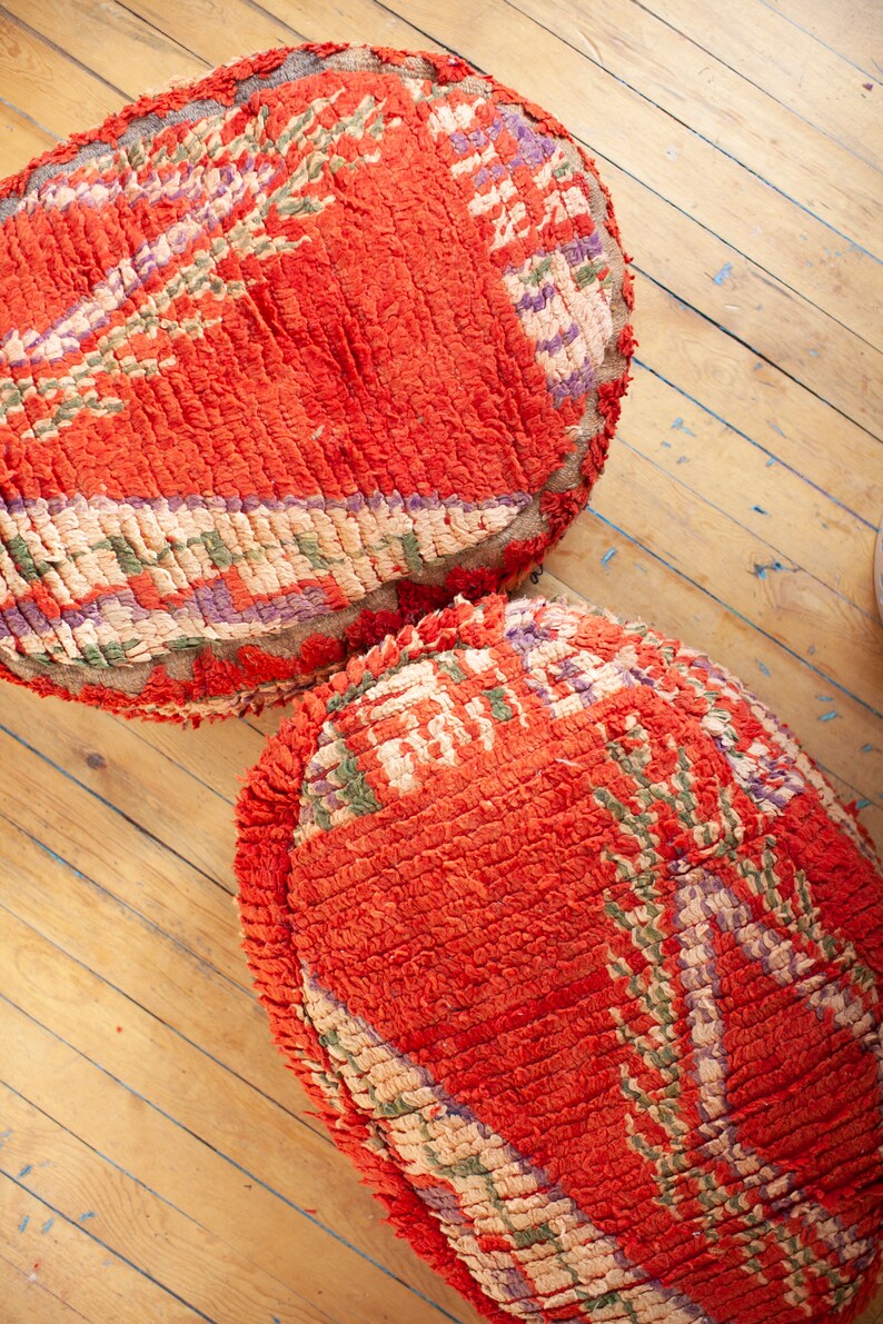 Oval Pouf, Red Pouf, Moroccan Pouf, Pill Shaped Floor Cushion, Ottoman ...