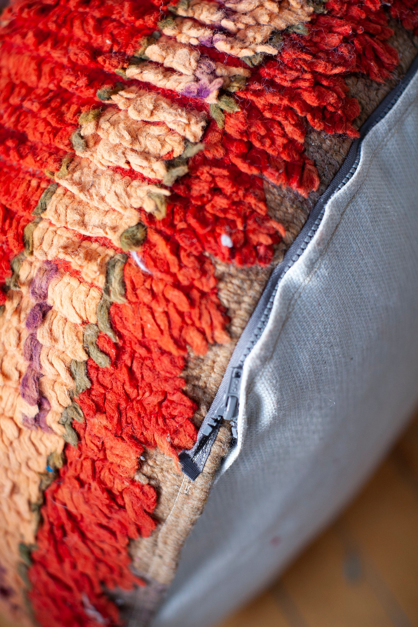 Oval Pouf, Red Pouf, Moroccan Pouf, Pill Shaped Floor Cushion, Ottoman ...