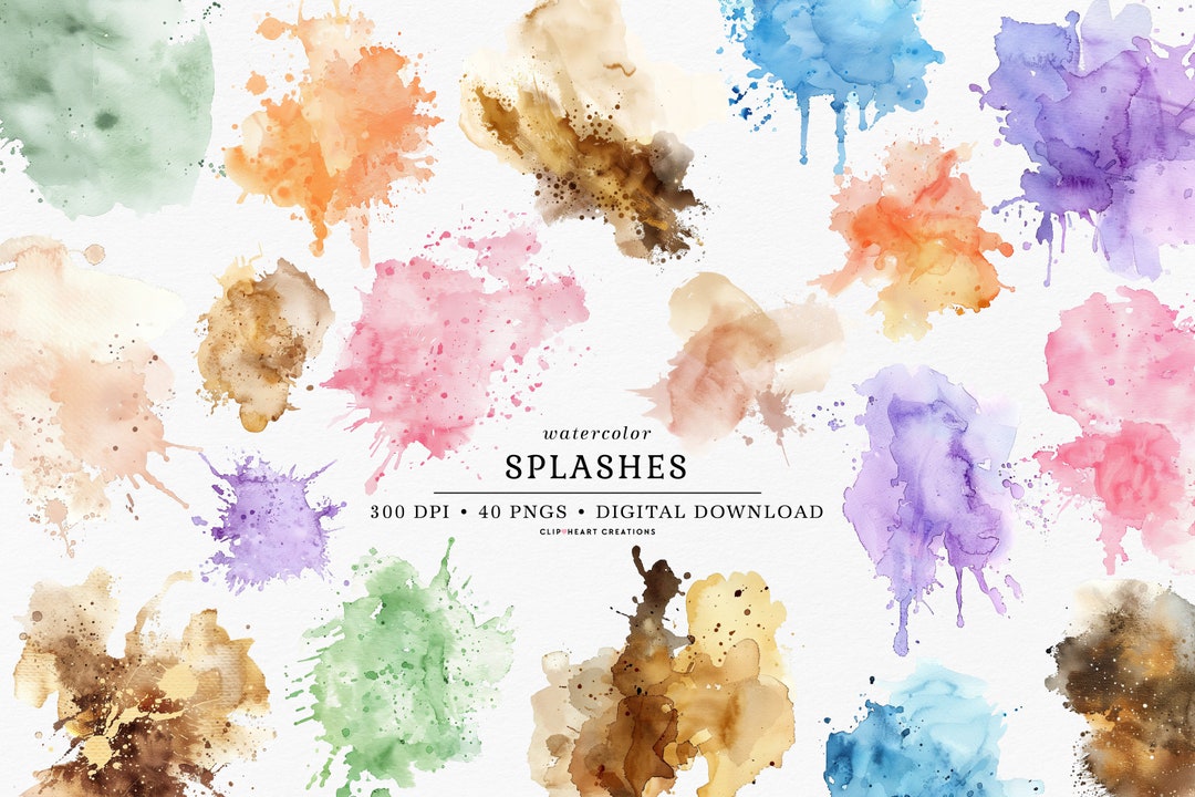 Neutral Watercolor Splashes Clipart, Commercial Use Instant Download ...