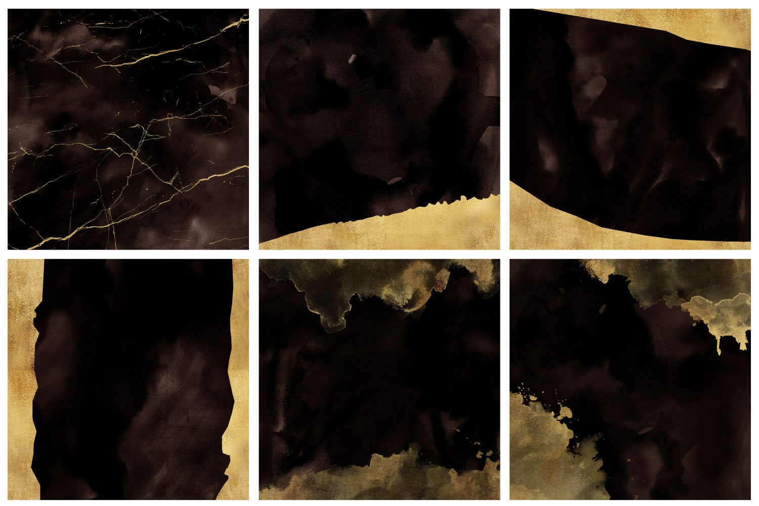 Brown & Gold Watercolor and Foil Digital Papers Commercial - Etsy