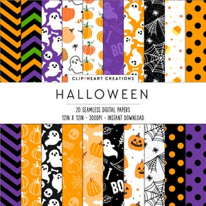 20 Halloween Themed Digital Papers, Seamless Commercial Use Instant ...