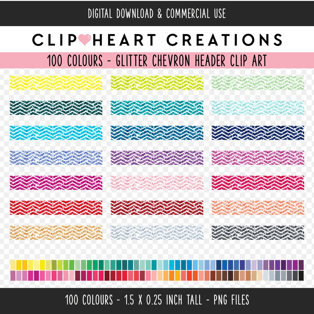 100 Glitter Chevron Header Clip Art, Commercial Use Instant Download ...