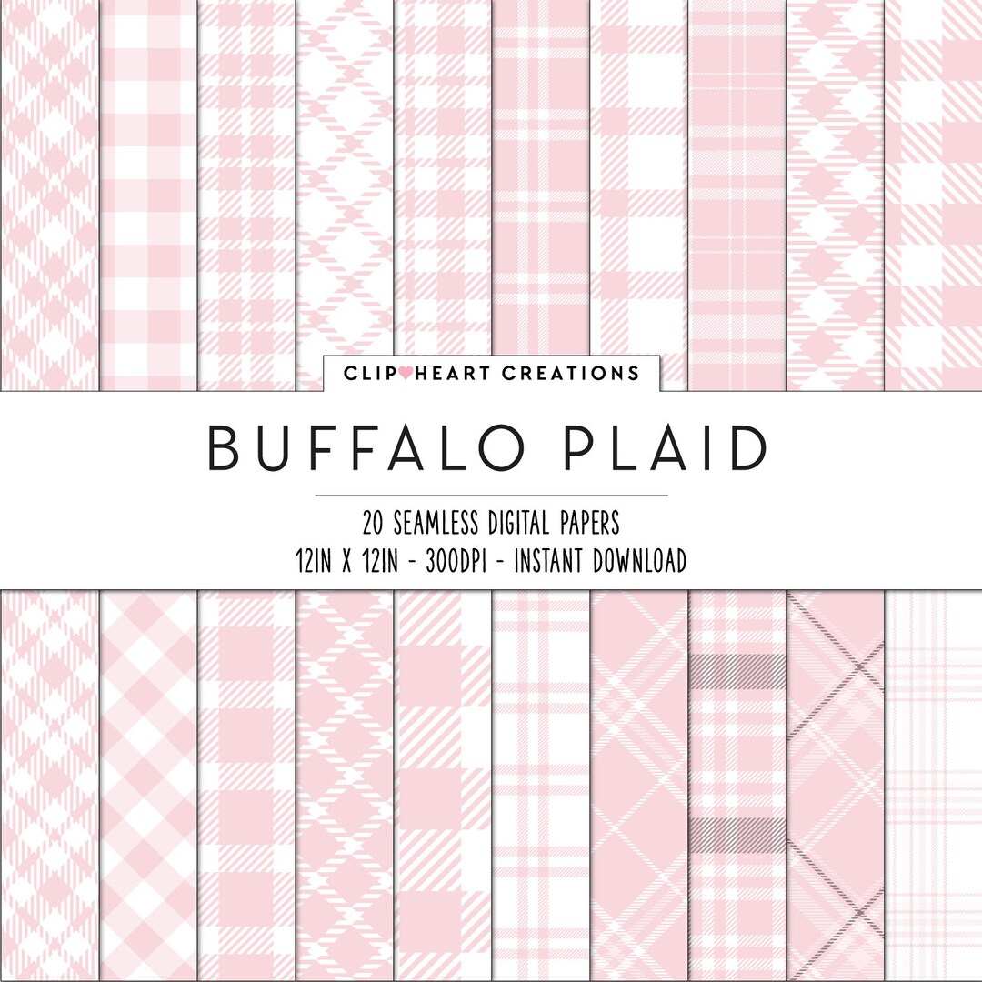 Pink Buffalo Plaid Digital Paper Set, Seamless Lumberjack Plaid Papers ...