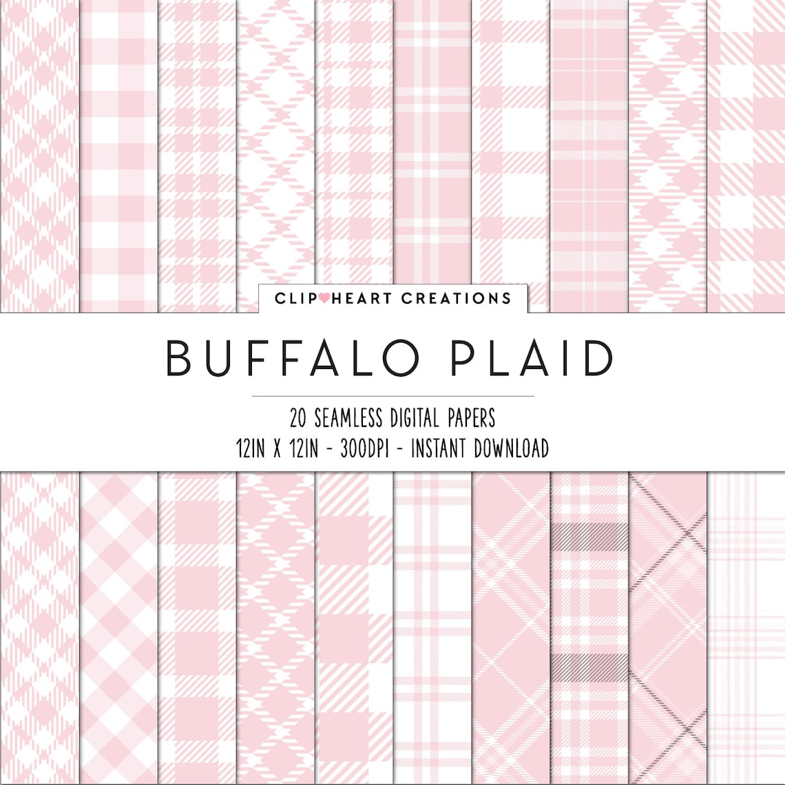 Pink Buffalo Plaid Digital Paper Set Seamless Lumberjack | Etsy