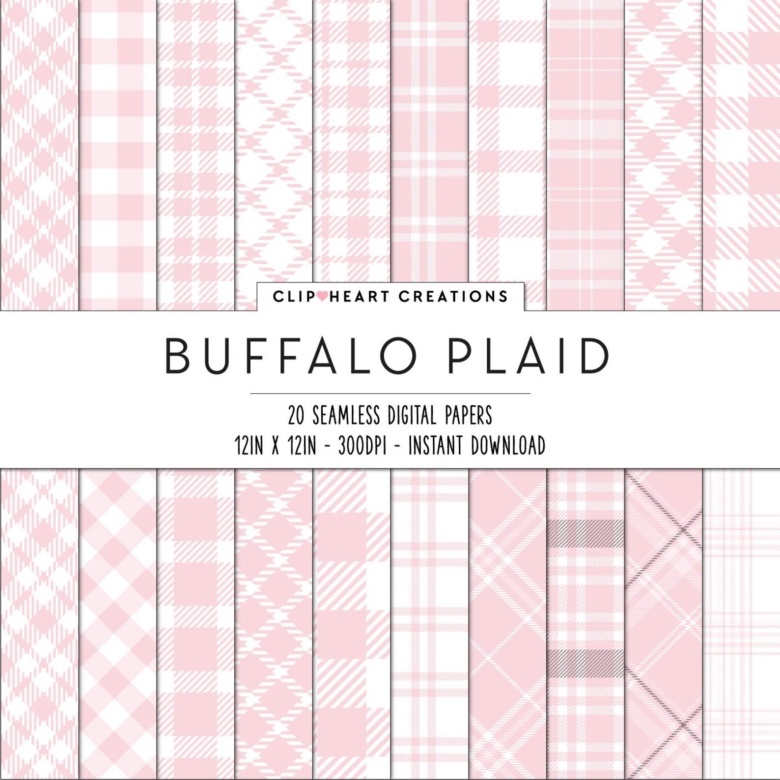 Pink Buffalo Plaid Digital Paper Set Seamless Lumberjack | Etsy