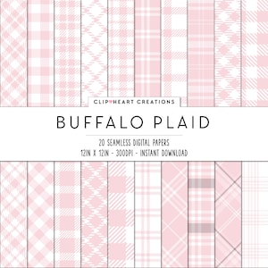 Pink Buffalo Plaid Digital Paper Set, Seamless Lumberjack Plaid Papers ...