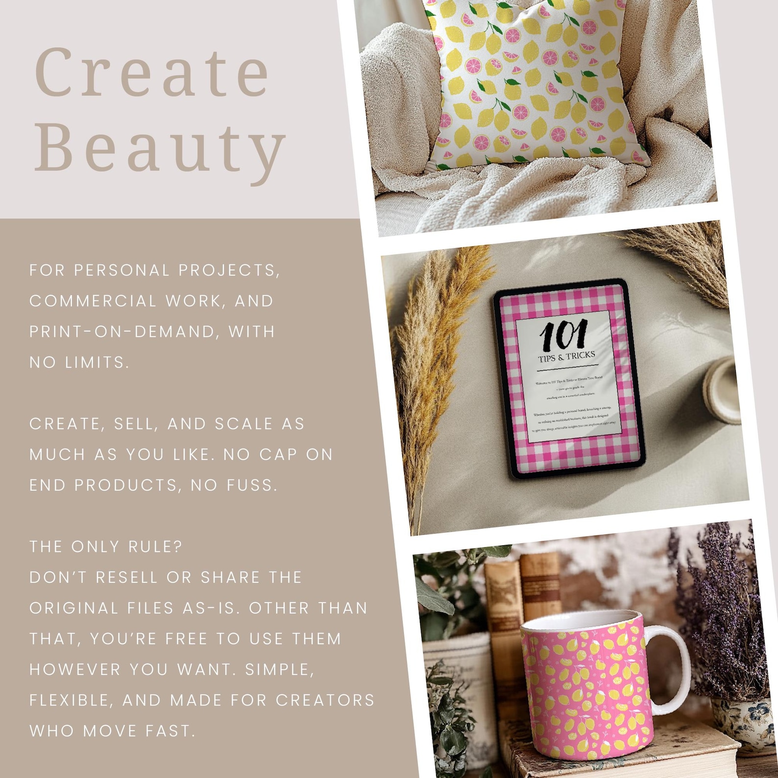 Pink Lemonade Digital Paper Patterns, 20 Seamless Commercial Use ...