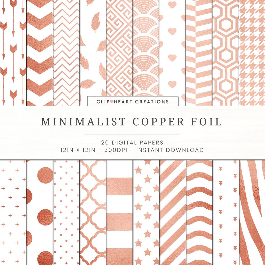 Copper Foil Pattern Papers Commercial Use Instant Download, Metallic ...