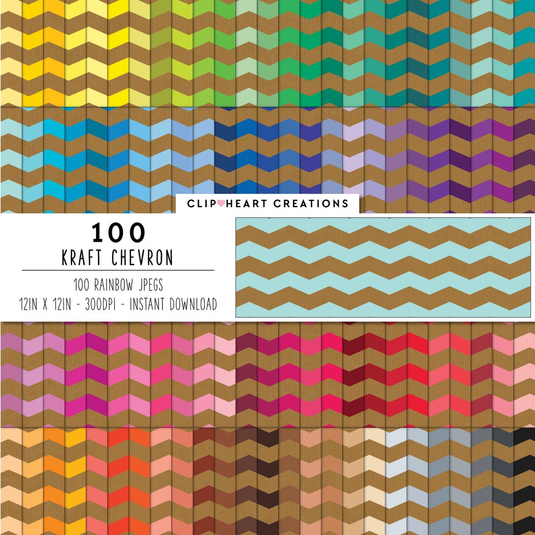 100 Kraft Chevron Pattern Digital Paper, Commercial Use Instant ...