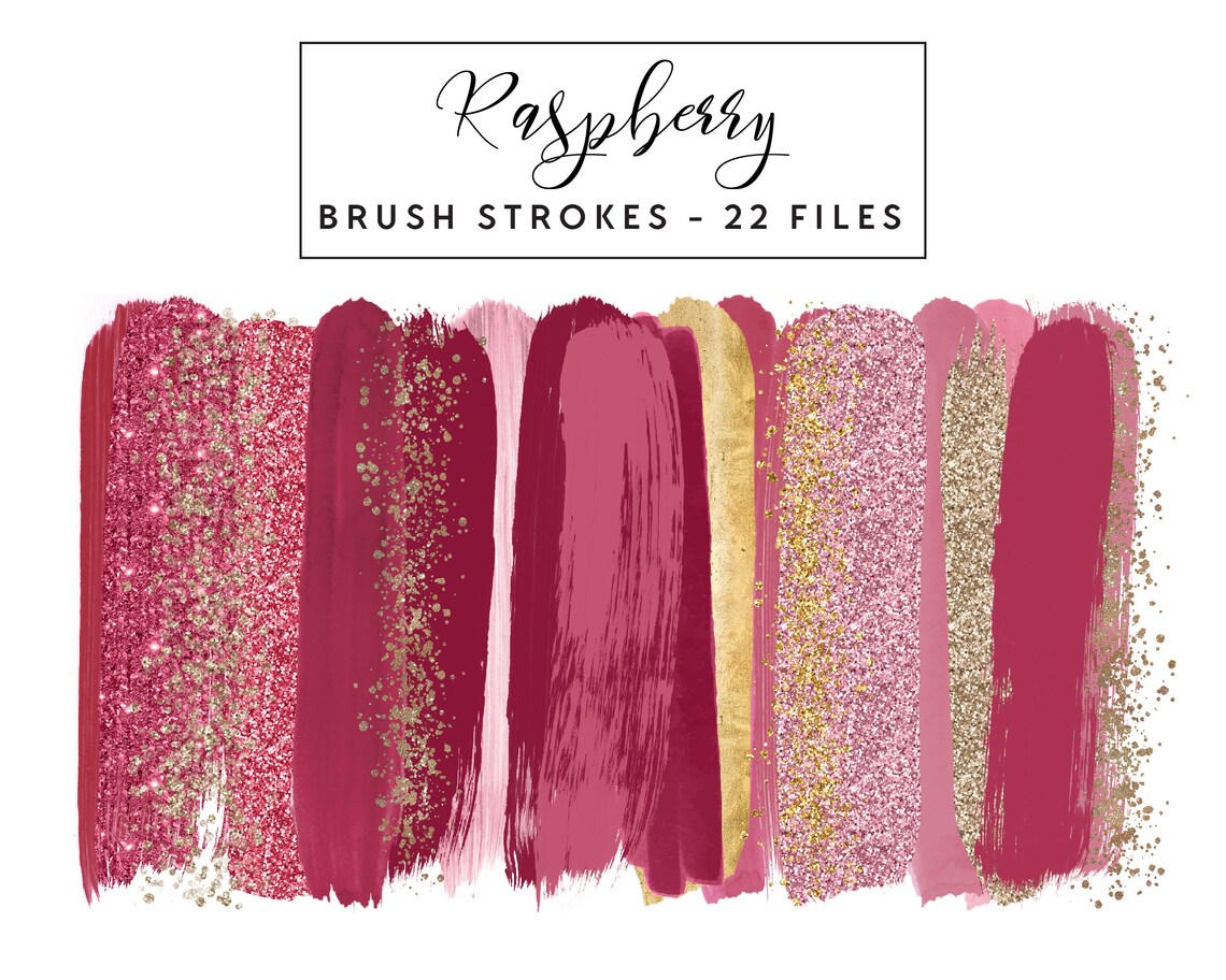 Raspberry Brush Strokes Clip Art, Pink Brush Strokes Clipart Paint ...