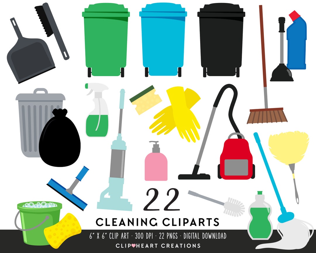 Cleaning Clip Art Pack, Commercial Use Instant Download PNG Cleaning ...
