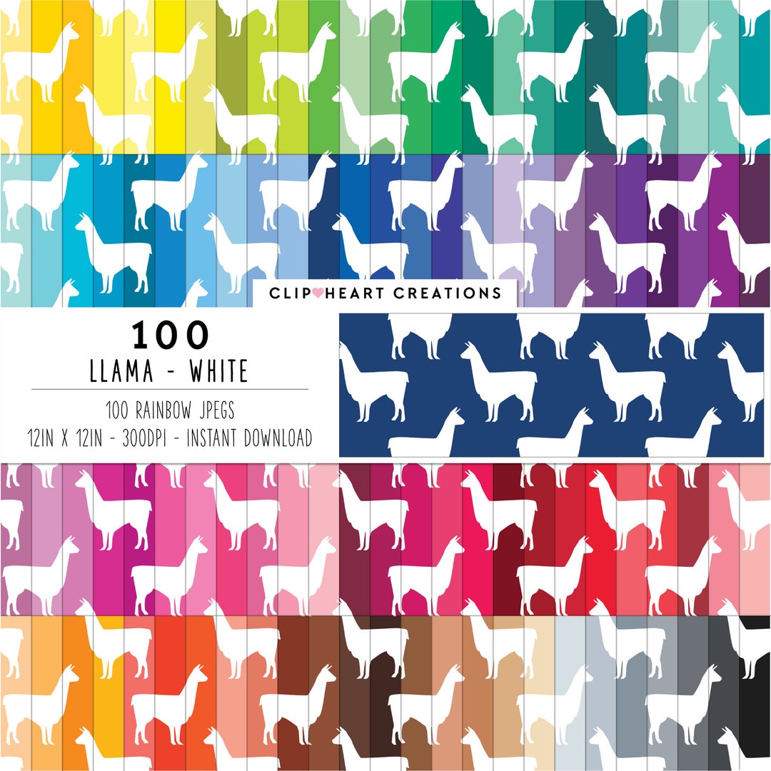 100 Llamas Digital Paper, Commercial Use Seamless Llama Pattern Digital ...