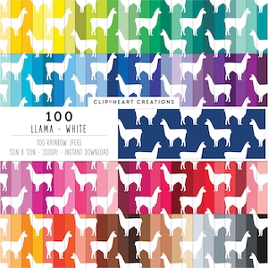 100 Llamas Digital Paper, Commercial Use Seamless Llama Pattern Digital ...