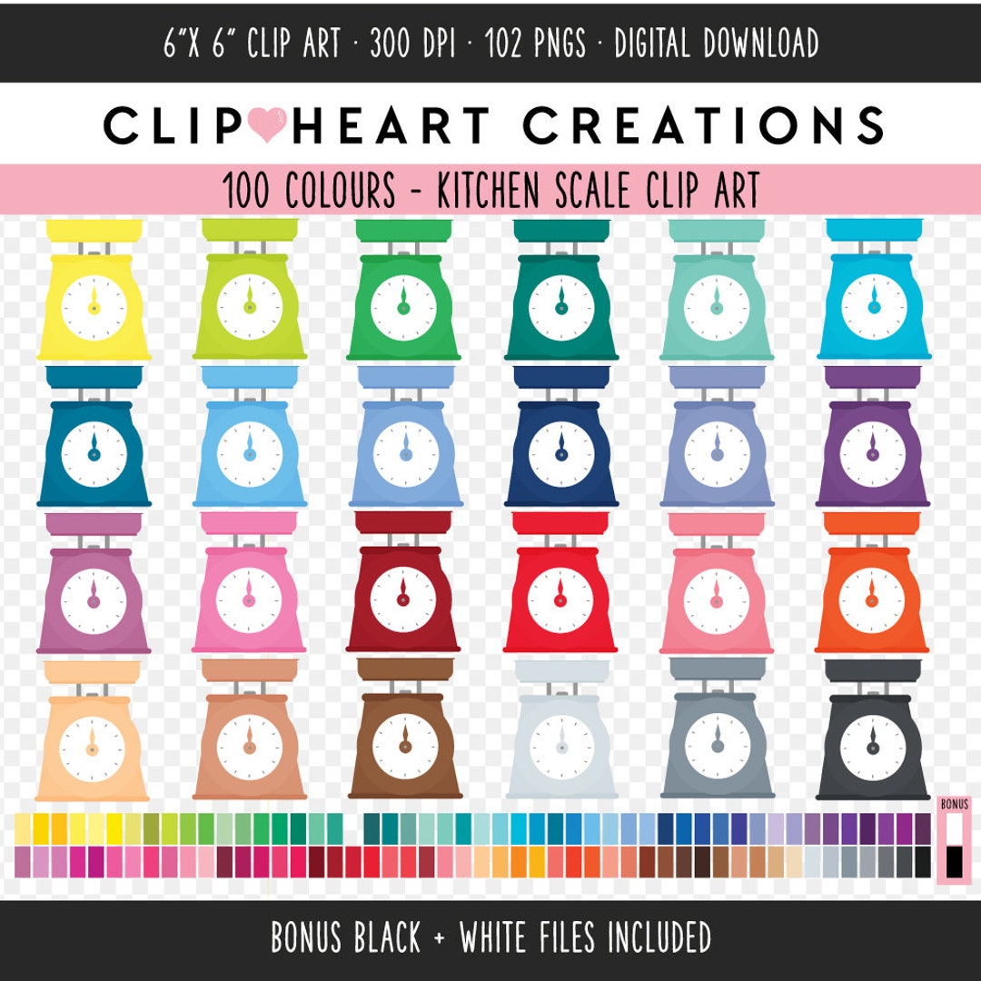 100 Kitchen Scale Digital Clip Art, Commercial Use Instant Download PNG ...
