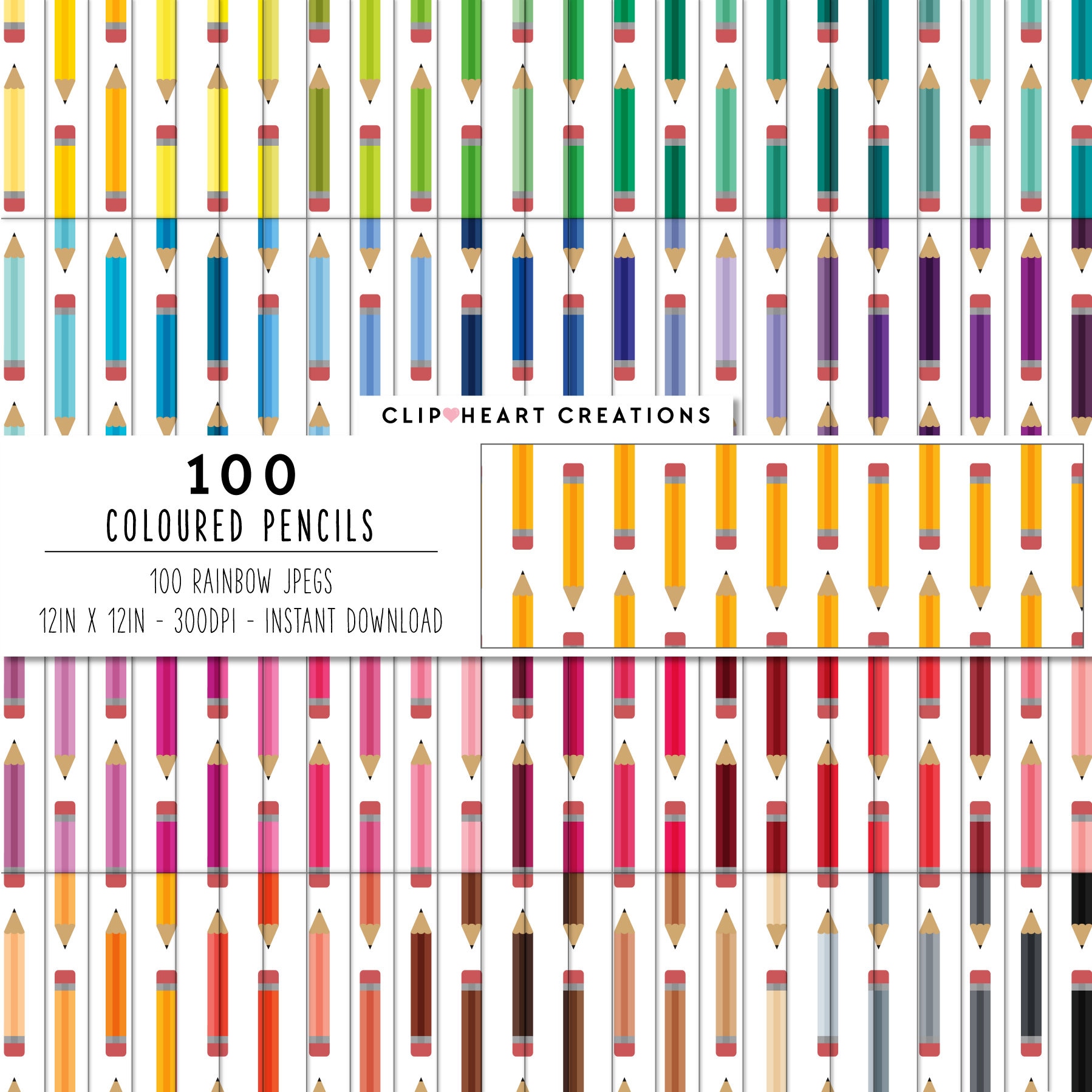 100 Pencils Digital Papers Commercial Use Instant Download | Etsy