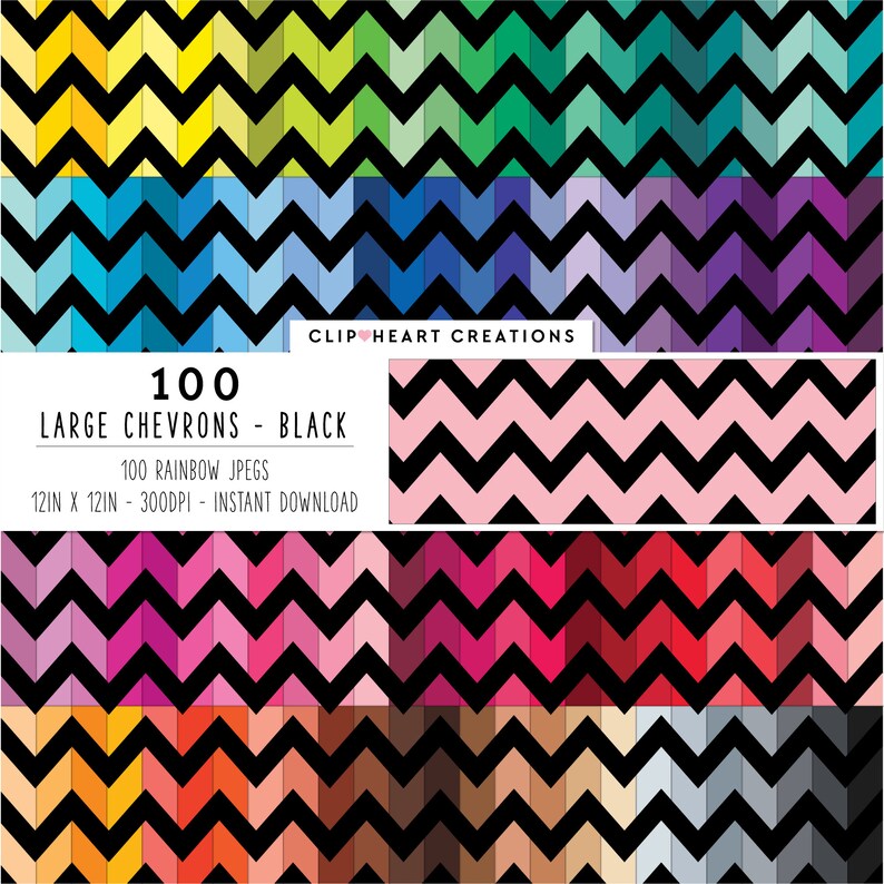 100 Chevron Pattern Digital Paper Pack, Commercial Use Seamless Large ...