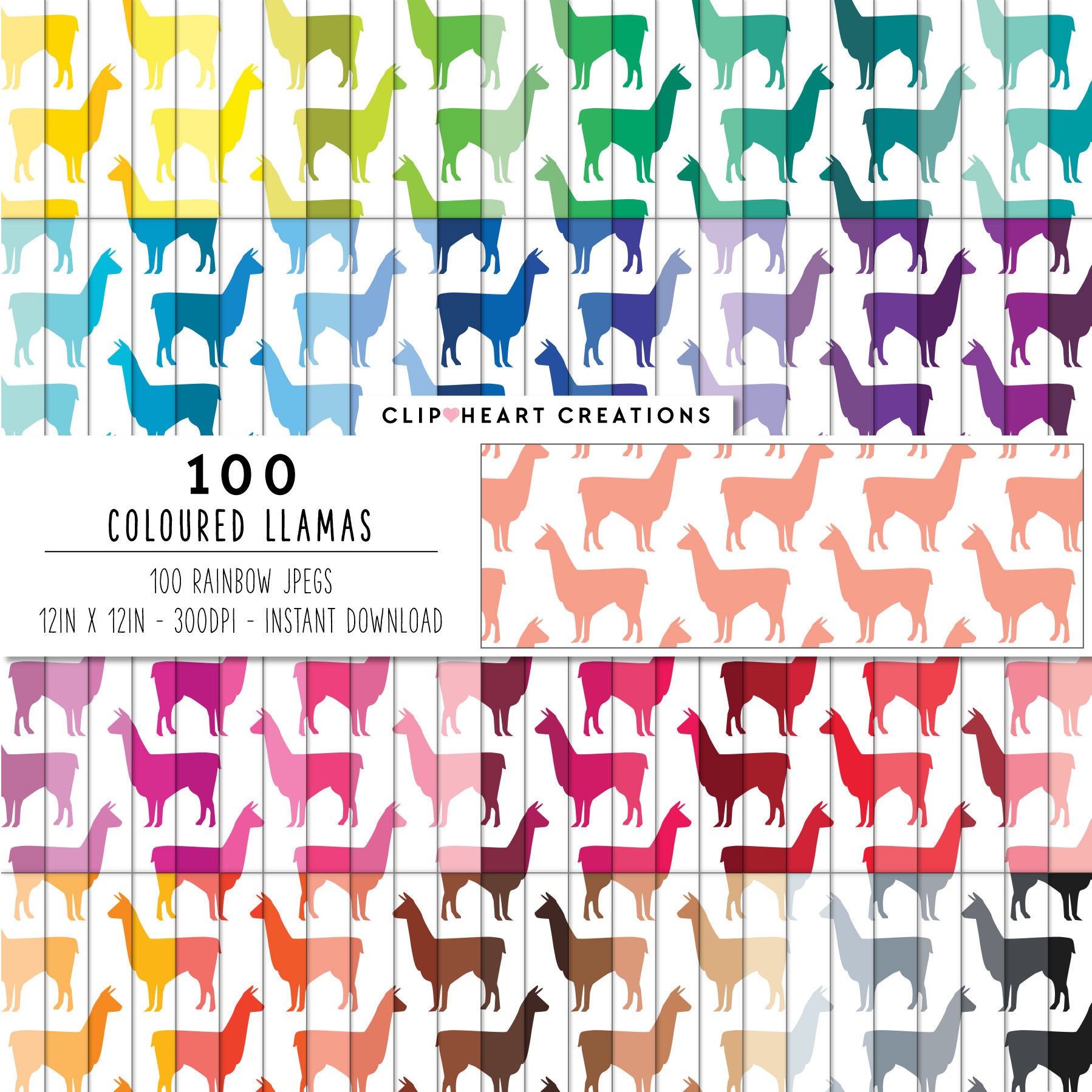 100 Llamas Digital Paper Commercial Use Instant Download | Etsy