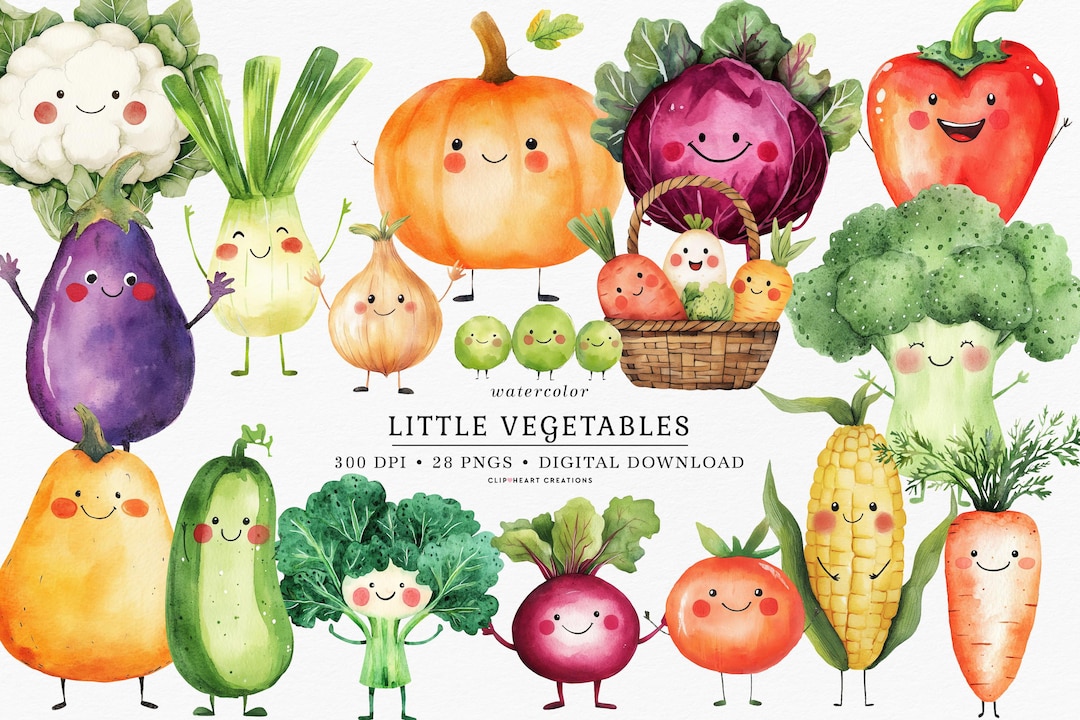 Watercolor Little Vegetables Clipart Set - 27 Pngs - Digital Download ...