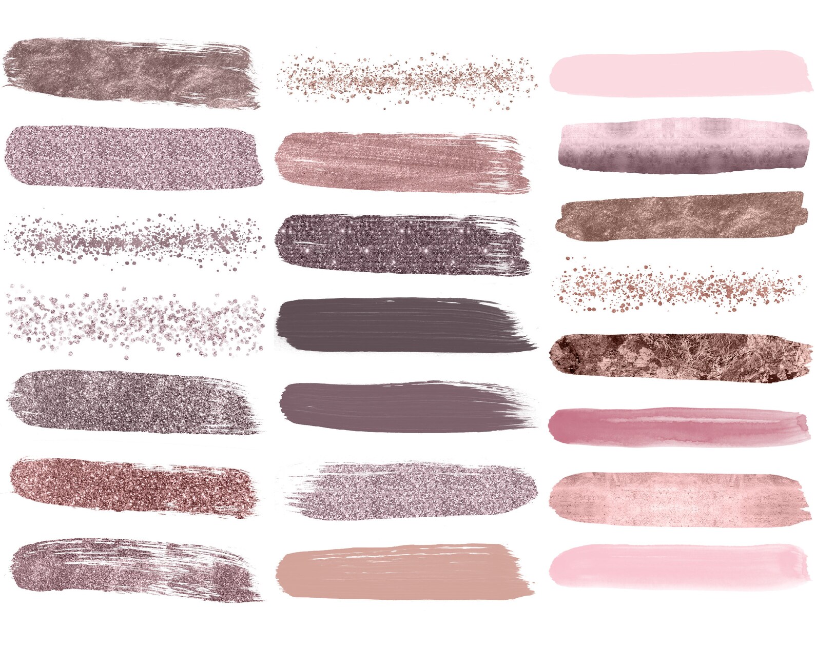 Feminine Brush Strokes Clip Art, Rose Gold Brush Strokes Clipart Paint ...