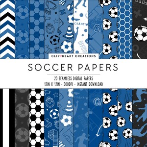 20 Soccer Themed Digital Papers, Seamless Commercial Use Instant ...