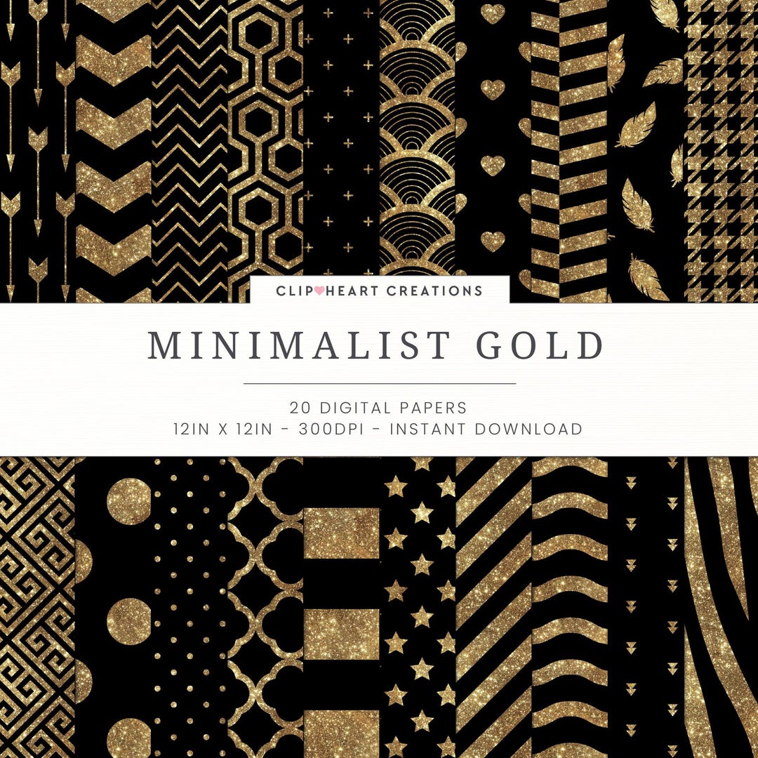 20 Gold Glitter Pattern Digital Papers, Commercial Use Instant Download ...