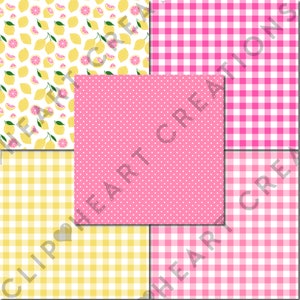 Pink Lemonade Digital Paper Patterns, 20 Seamless Commercial Use ...